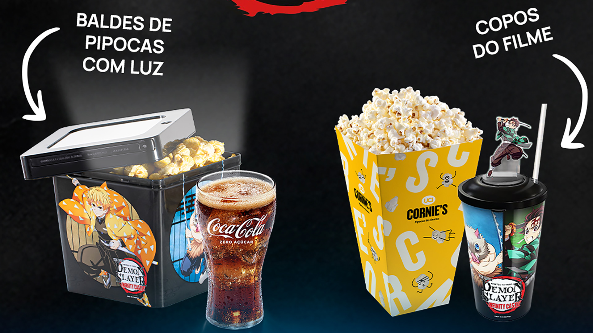 Balde de Pipocas Especial e Copos de Demon Slayer: Castelo Infinito em Portugal | OtakuPT